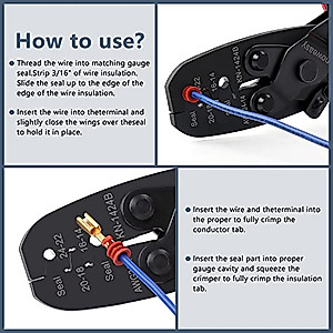Knoweasy 1424B Weatherpack Crimp Tool - Works for Molex, Delphi, Amp, Tyco, Harley, PC, Automotive - AWG 24-14 Wire Crimper