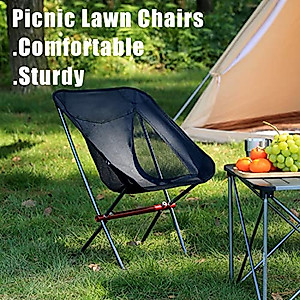 QSWRD Camping Chair for Adults Portable Camp Chairs for Beach, Hiking, Picnic, Travel, Outdoor Activities, Aircraft-Grade All Aluminum Lightweight Compact Camping Chairs Support 330LBS, Black