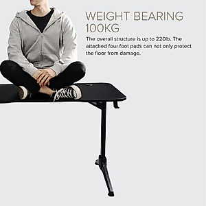 POUT Game Station 1 RGB LED Gaming Desk with LED Lights, Headphone Hook, Cable Hole, 16-Color Controller & Cup Holder — 47-inch Premium Steel Gamer Desk with Carbon Fiber Surface (Black)