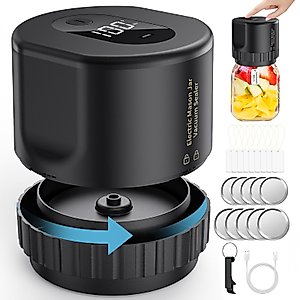 Kakdsoip Electric Mason Jar Vacuum Sealer Kit Upgrade to Auto-Stop Mason Jar Vacuum Sealer for Regular Mouth and Wide Mouth Mason Jars
