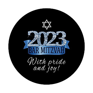 Bar Mitzvah 2023 I With Pride & Joy I Blue Banner Decor PopSockets Standard PopGrip