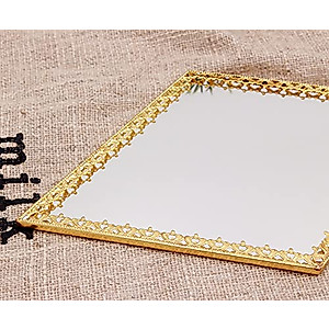 Funerom 8 x 5 inch Decorative Wall Mirror Small Decor Mirror Gold Diamond Shape