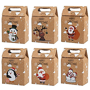 CCINEE Christmas Treat Bags, 24pcs Kraft Paper Gift Bags for Christmas Party Gift Packing Supply
