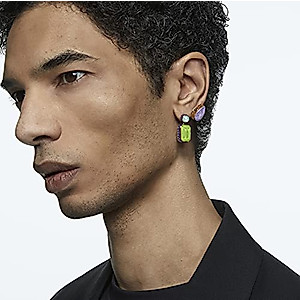 SWAROVSKI Chroma Asymmetrical Reversible Drop Earrings, Multicolored Crystals on a Gold-Tone Finish Setting, Part of the Swarovski Chroma Collection