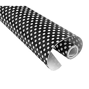 Decorative Self Adhesive Vinyl Black Polka Dots Contact Paper Shelf Liner for Cabinets Dresser Drawer Furniture Wall Arts Crafts Decal 17.7X117 Inches