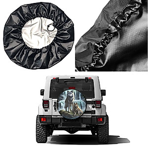 Foruidea 3D Printed Wolf Spare Tire Cover Dust-Proof Wheel Tire Cover Fit Trailer, RV, SUV and Many Vehicle 17 Inch