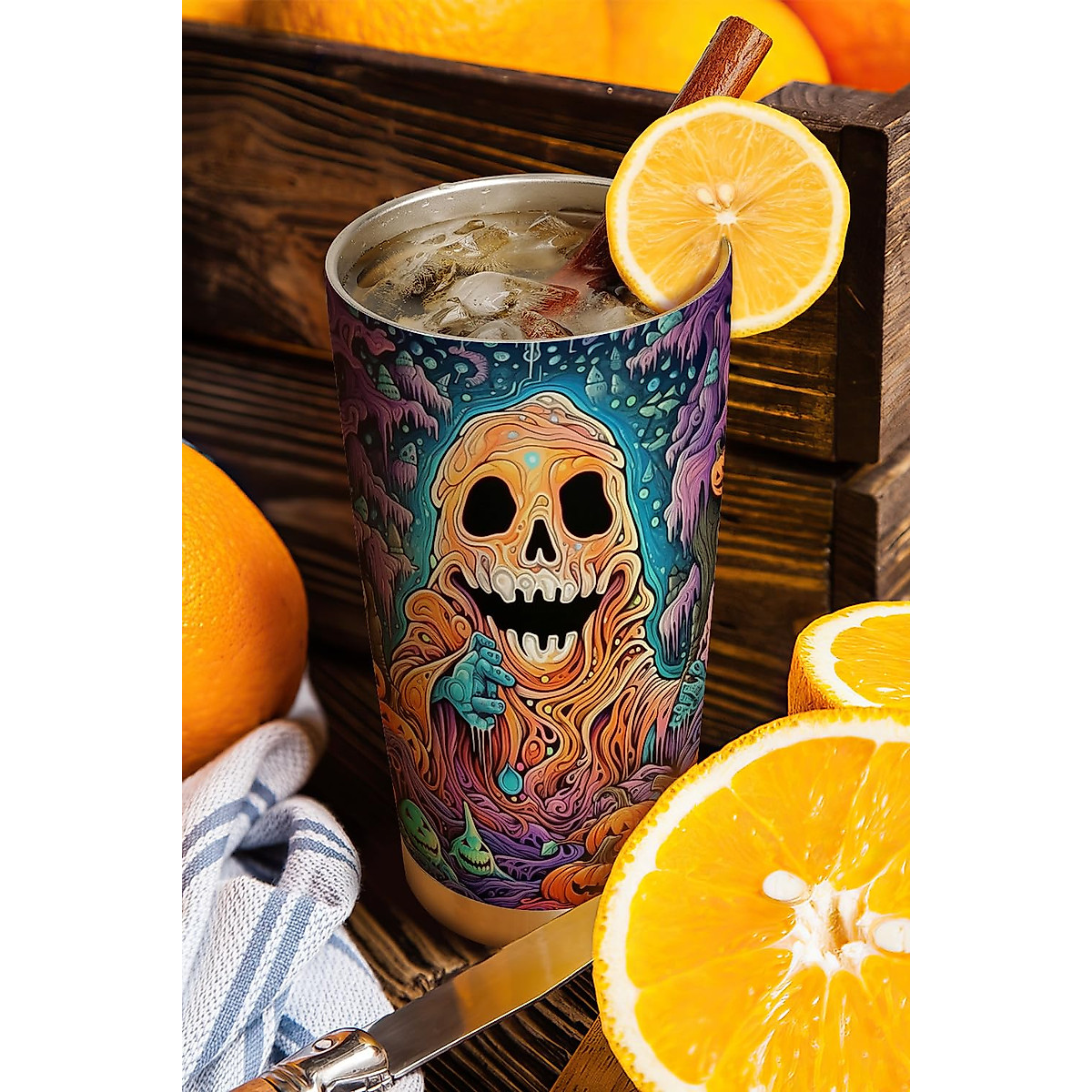 ORCAE 20oz Halloween Pumpkin Ghost Tumbler, Boo Boo Ghost, Trick or Treat, Halloween Gifts, Coffee Thermos, Stainless Steel Double Wall Vacuum Insulated Coffee Mug, Travel Cup with Lid - A