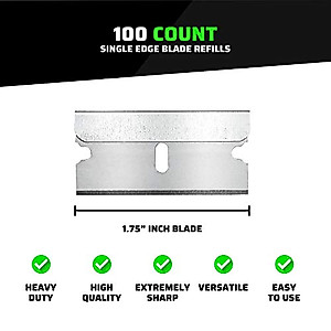 Fixson Razor Blade Scraper Tool, with 100 Replacement Blades, and Scraper Tool, Single Edge Blades Box Cutter for Glass Scraper (100 PCS)