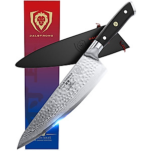 The Shogun Series X 8" Chef Hammered Chef Knife Bundled with The Dalstrong Premium Whetstone Kit