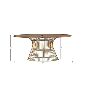 INK+IVY Mercer Dining Oval Solid Wood Tabletop, Metal Wire Frame Base Mid-Century Modern Style Dinner Tables, 70" Wide, Bronze