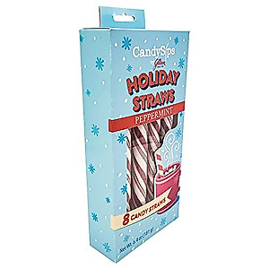 CandySips Candy Straws, Peppermint, 8 Straws, Pack of 2