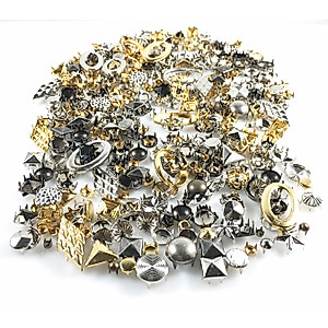 Nailheads - Spots - Studs - 500 pcs Mixed Nailheads - Mixed Studs - Mixed Shapes, Sizes and Colors - Premium Quality Brass Nailheads