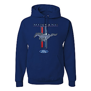 wild custom apparel Ford Mustang Logo Official Licensed Mens Hoodies, Royal Blue, 2XL