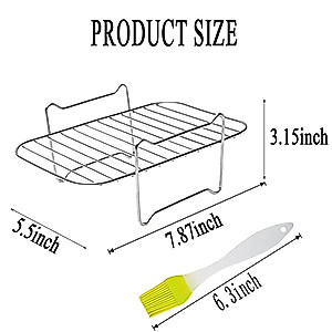 IUKOENTE Air Fryer Rack, 304 Stainless Steel Multilayer Dehydrator Rack For Double Boiler Air Fryers, Air Fryer Accessories Compatible with 4QT to 8QT Air fryer basket.