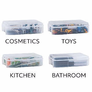 Rubbermaid 7.2 Qt. Handi-Box, Stackable Plastic Storage Bin with Latching Lid, Pack of 6, Great for Shoe Storage, Classroom Organization, Cube Organizer and Kitchen Pantry Container, Clear