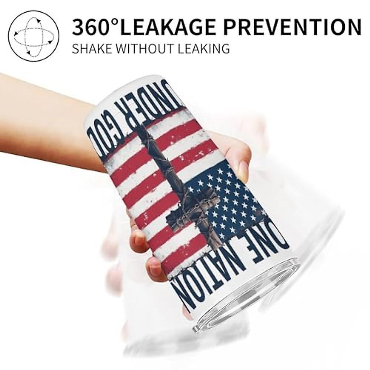 One Nation Under God Cross 20 OZ Stainless Steel Tumbler Travel Car Coffee Mug with Straw Lid Cleaning Brush Coffee Tumbler Mug for Women Men