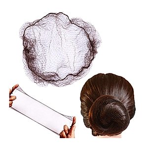 50 Pcs Hair Net 20 Inch Invisible Elastic Mesh Wig Hairnet for Bun Hair Making Food Service Workes (Bulk Packing,Dark Brown)