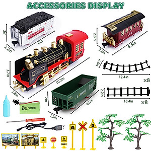 LZZAPJ Train Set for Boys 3-5,Electric Train Tracks Set for Toddlers 2-4 Year Old,Christmas Train Sets for Around The Tree with Smoke, Light & Sounds, Christmas Toy Gifts for Kids Girls Ages 4-8