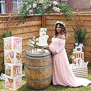 82 PCS Baby Shower Decorations for Girl - Jumbo Transparent Baby Block Balloon Box Includes BABY, A - Z Letters DYI, White Pink Gold Confetti Balloons, Gender Reveal Party Supplies, 1st Birthday Décor