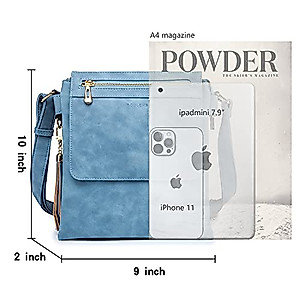 Roulens Women Leather Crossbody Purse Double Compartment Large Flapover Lightweight Medium Crossbody Bag with Tassel