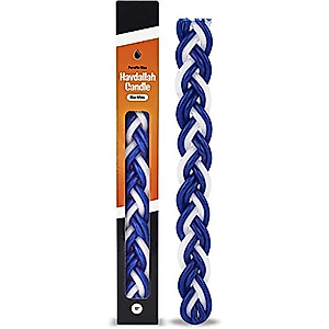 Flat Braided Blue and White Havdalah Candle 12" Long 6 Wicks Havdallah Candles for End of Shabbat Ceremony (Single) by Zion Judaica