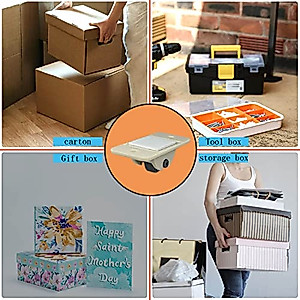 8 Pieces Mini Self Adhesive Wheels, Stick on Wheels, Self Fixed Wheels, Non Swivel Caster, Plastic Wheel for Box Bottom Storage Rack Cabinet Drawer