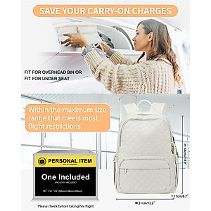 suradar Laptop Backpack for Women,Waterproof Backpack Purse Womens Business Computer Work Backpack Casual Daypacks University Backpacks Fits 15.6 Inch Laptop Bag Beige