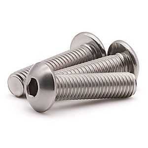 RoyceMart 1/4-20 x 1-1/2" (25 Pack) Hex Socket Button Head Cap Screws Bolts, Allen Socket Drive, 304 Stainless Steel 18-8, Bright Finish, Full Machine UNC Threads