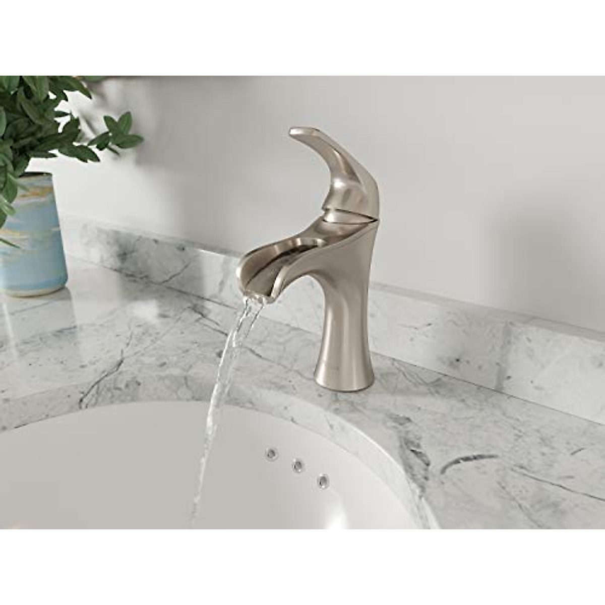 Pfister Jaida Bathroom Sink Faucet, Single Control, 1-Handle, Single Hole, Brushed Nickel Finish, LF042JDKK