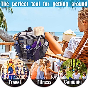 Reofrey Mesh Shower Caddy, Hanging Portable Shower Caddy Organizer Tote, with 8 Mesh Storage Pockets, for College Dorm, Travel, Gym, Camping(black)