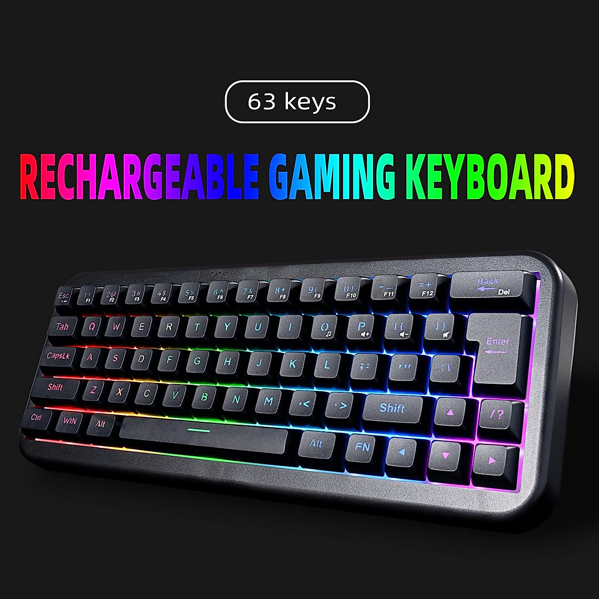 Wireless Gaming Keyboard, Rechargeable 2000mAh 2.4G LED Backlit Wireless Keyboard, Ergonomic Keyboard with Mechanical Sensory Keys, for PC PS4 Xbox One Mac, Teclado Gamer (Black)