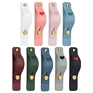 Weewooday 9 Pieces Phone Grip Holder Telescopic Finger Strap Phone Bracket Portable Phone Grips Band with Heart Pattern, Loop Finger Kickstand for Universal Cell Phones (Soft Colors)