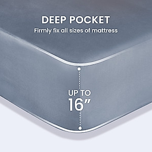 SLEEP ZONE Nanotex Super Soft Cooling Twin Bed Sheets Set for Kids 3 Piece - Easy Care Fitted Flat Sheet & Pillowcase Sets - Wrinkle Free, Fade Resistant, Deep Pocket 16" (Flint Blue, Twin)
