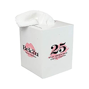Arkwright Microfiber Makeup Remover Cloths - Reusable Makeup Towel in a Tissue Box Dispenser, 25 Facial Cleansing Towels for Bathroom, 9 x 9 in, White