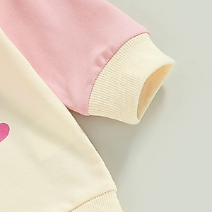 OikMombiu Newborn Baby Girl Boy Valentines Day Outfit Fries Before Guys Bubble Romper Crewneck Sweatshirt Onesie Cute Clothes(Full French Fries Pink, 12-18 Months)