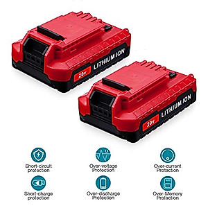 ORHFS 2 Pack 3.0Ah 20V MAX Li-ion Replacement Battery Compatible with Porter Cable 20V Cordless Power Tools Battery PCC685L PCC680L PCC682L PCC685LP