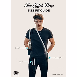 The Clutch Strap Mini Adhesive Phone Carrying Strap with Brown Leather and Brass Hardware, 15-Inches