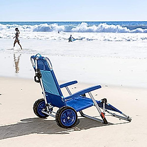 WSDJ 2-in-1 Beach Day Outdoors Folding Lounge Chair+Collapsible Beach Cart with Big Wheels for Sunbathing|Sun Chair|Tanning Chair|Portable|Lightweight, Camping Chair, Lounger for Patio
