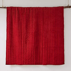 Levtex Home - Faux Fur King Quilt - Red - Quilt (106 x 92 in.) - Polyester Faux Fur