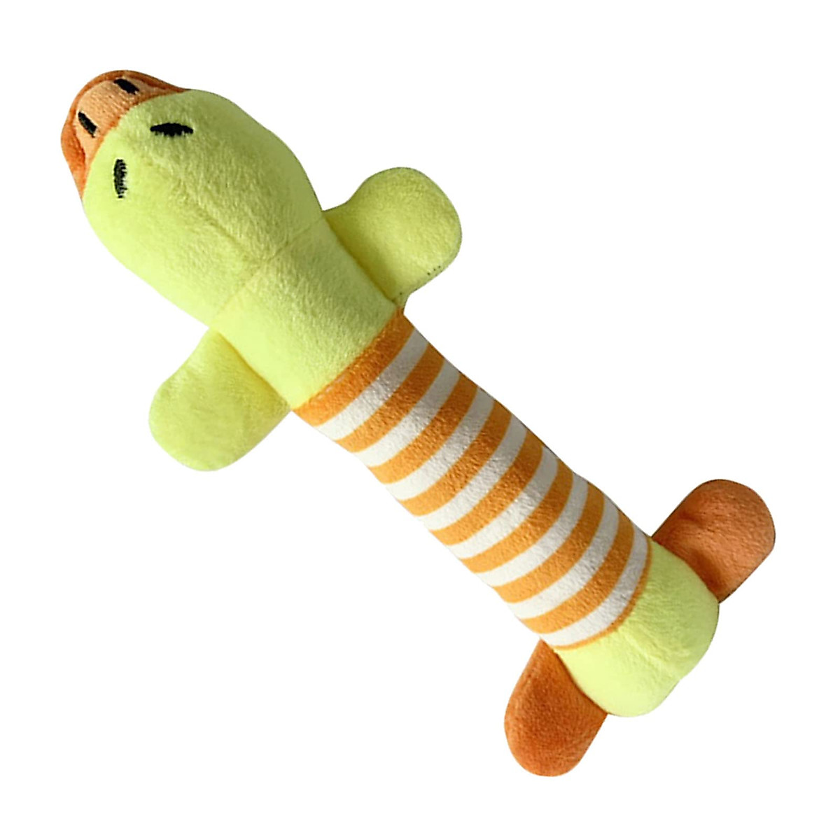 Dog Plush Toy,Cute Striped Animal with 4 Legs Squeaky Dog Chew Toy,Bite Resistant Sound Design Cute Appearance Stuffed Animal Toy Decoration for Pet Dog Cat Teeth Grinding Cleaning Duck(Duck)