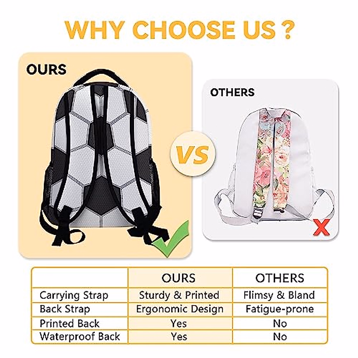 NICEFORNICE Soccer Backpacks Kids, 16 Inch Cute Backpack for School, Black Lightweight Bookbag for Boys