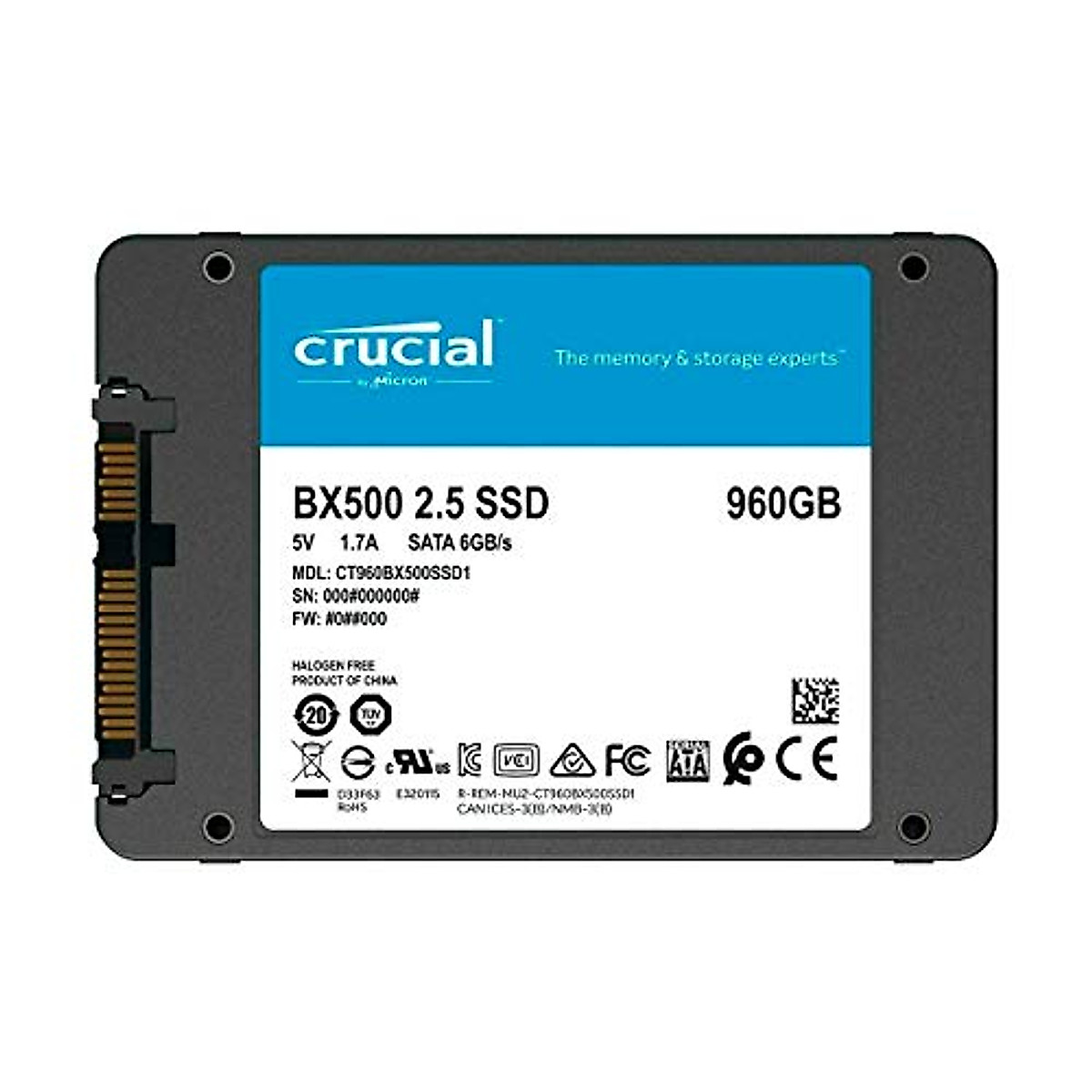 Crucial BX500 960GB 3D NAND SATA 2.5-Inch Internal SSD - CT960BX500SSD1