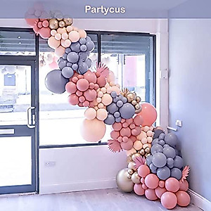 Pink Blue Balloon Garland Double Stuffed Pastel Pink Dusty Blue Brown Balloon Arch Kit Blush Ivory Latex Balloons for Gender Reveal Baby Shower Wedding Birthday Party Decoration