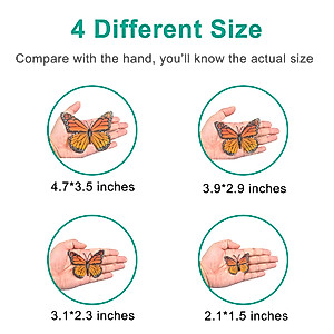 Yzurbu 24pcs Monarch Butterfly Decor, Orange Artificial Fake Butterflies Decorations for Fall Autumn Craft, Halloween, Thanksgiving, Christmas