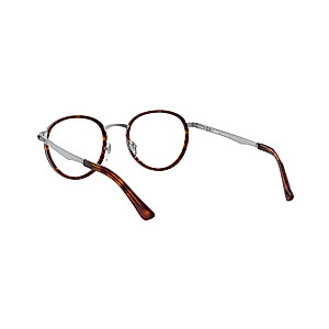 Persol PO2468V Round Prescription Eyewear Frames, Gunmetal/Havana/Demo Lens, 49 mm