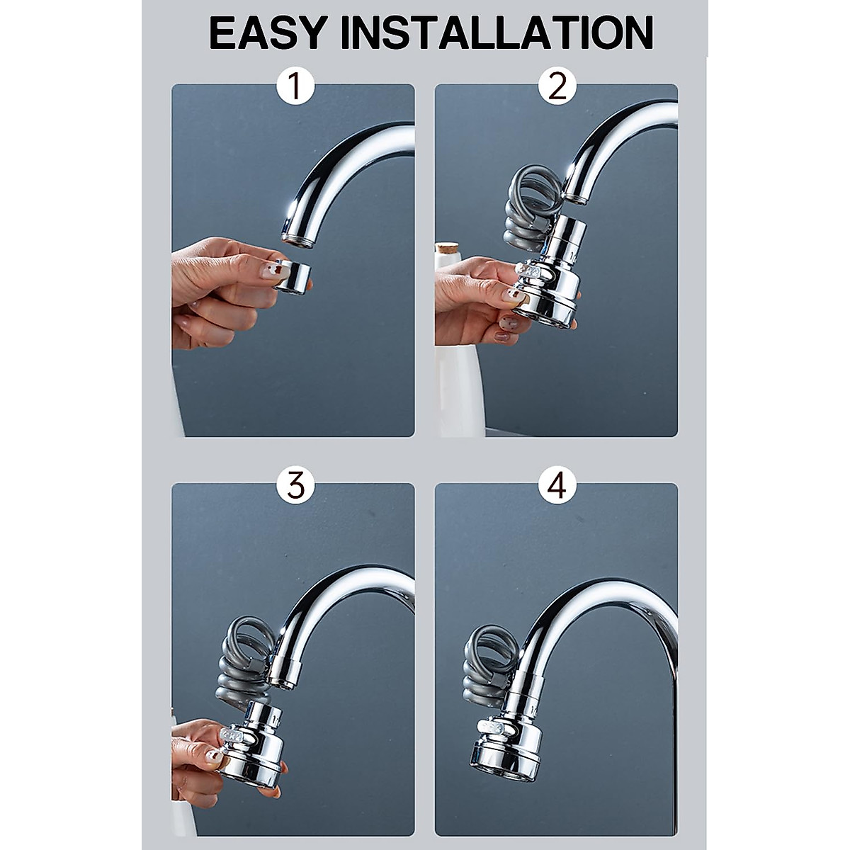 Kitchen faucet head replacement,3 Spray Modes Faucet Aerator,sink faucet head sprayer head replacement，Infinite angles Movable Faucet Extender for Kitchen Sink for Washing Face Shampoo