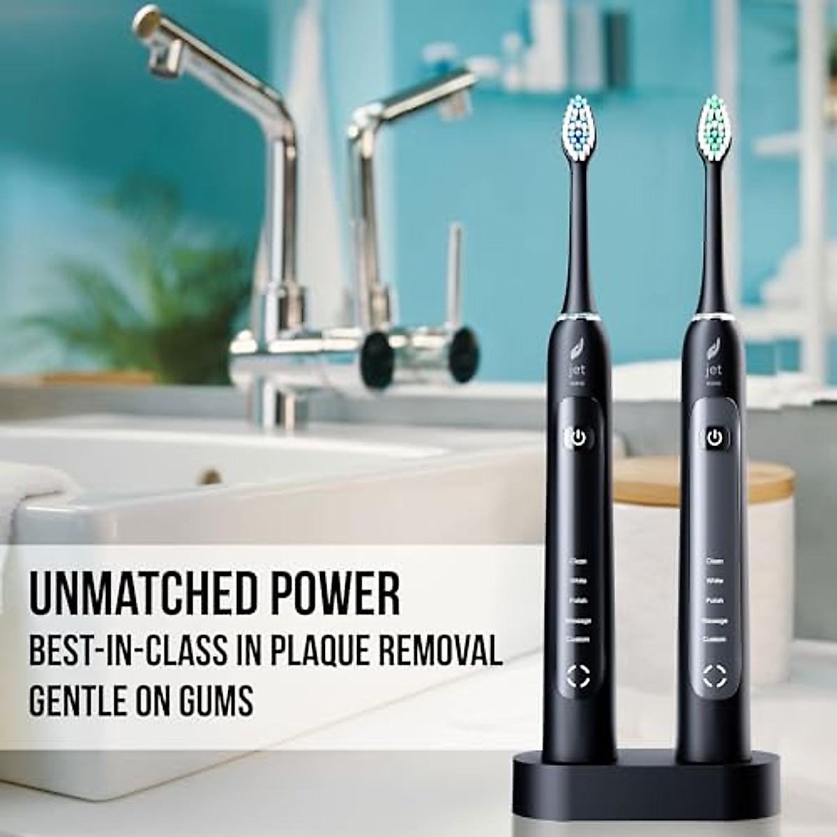Acteh Sonic Electric Toothbrush Dual Set 5 Modes Smart Timer Long Lasting Battery 2-Toothbrush Set