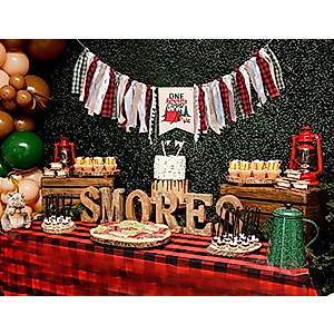 One Happy Camper Banner For 1st Birthday - Buffalo Plaid Highchair, Camping High Chair Banner, Wild One Banner, Woodland Banner, Lumberjack Banner, Buffalo Plaid Highchair Banner