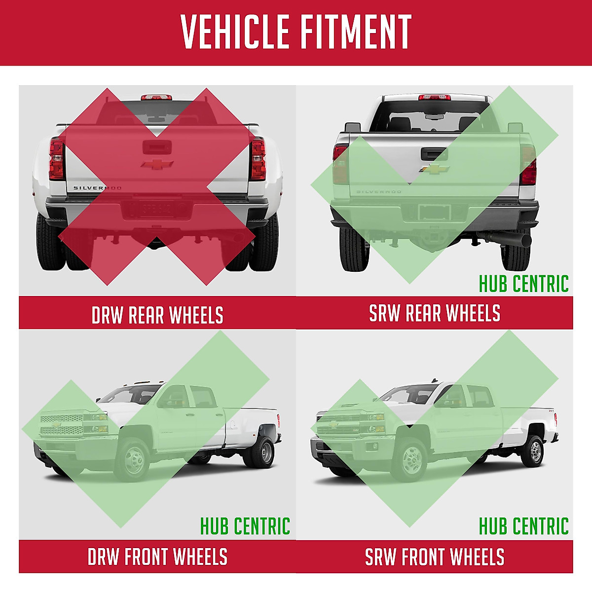 Wheel Accessories Parts 2 Pcs Hub Centric Wheel Spacers 8 on 170mm 2" Thick M14 x 1.5 Thread Stud 124.9mm Hub Fits 2003+ Ford F250 F350 Super Duty Single Rear Wheel | 03-05 Dually Rear Wheel Front