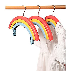 Coat Hanger,Non-Slip Clothes Hangers,Rainbow Hangers Multipurpose Collapsible Rotating with Clips Traceless Hangers for Clothes Skits(Rainbow)